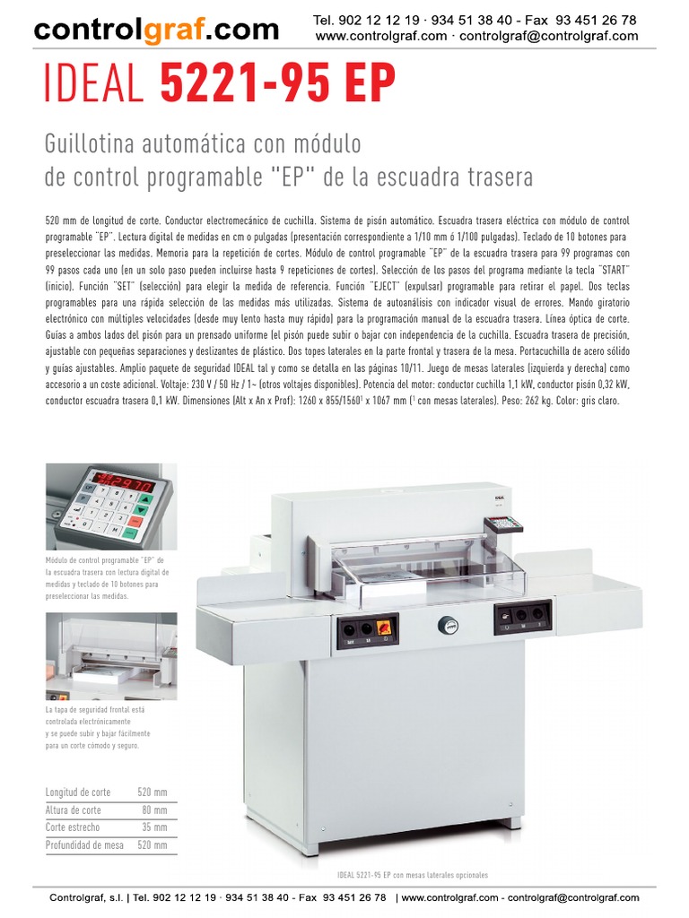 Guillotina Programable Ideal 5221 95 EP | PDF