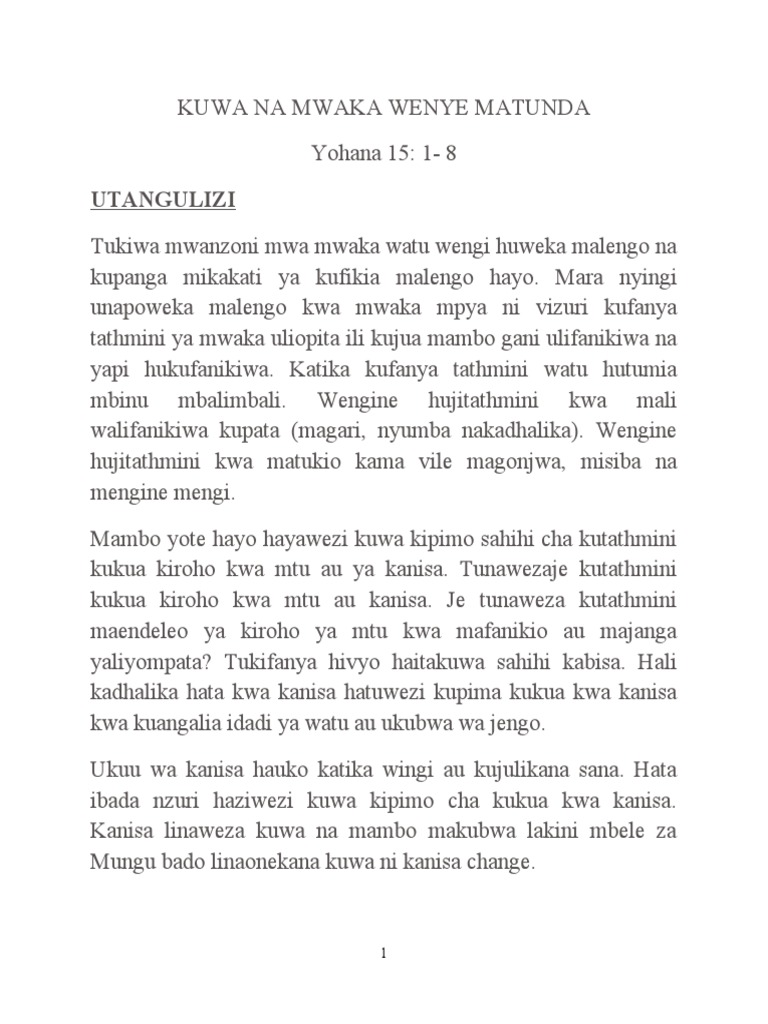 Kuwa Na Mwaka Wenye Matunda | PDF