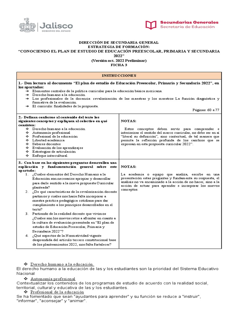 FICHA ANÁLISIS 3 Preliminar Plan Estudios 2022 | Descargar gratis PDF ...