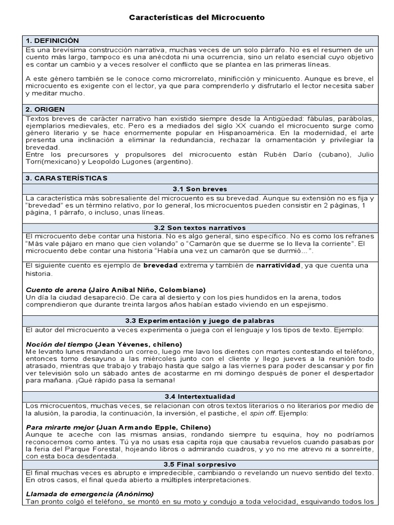 Guía 6. Características Del Microcuento | PDF