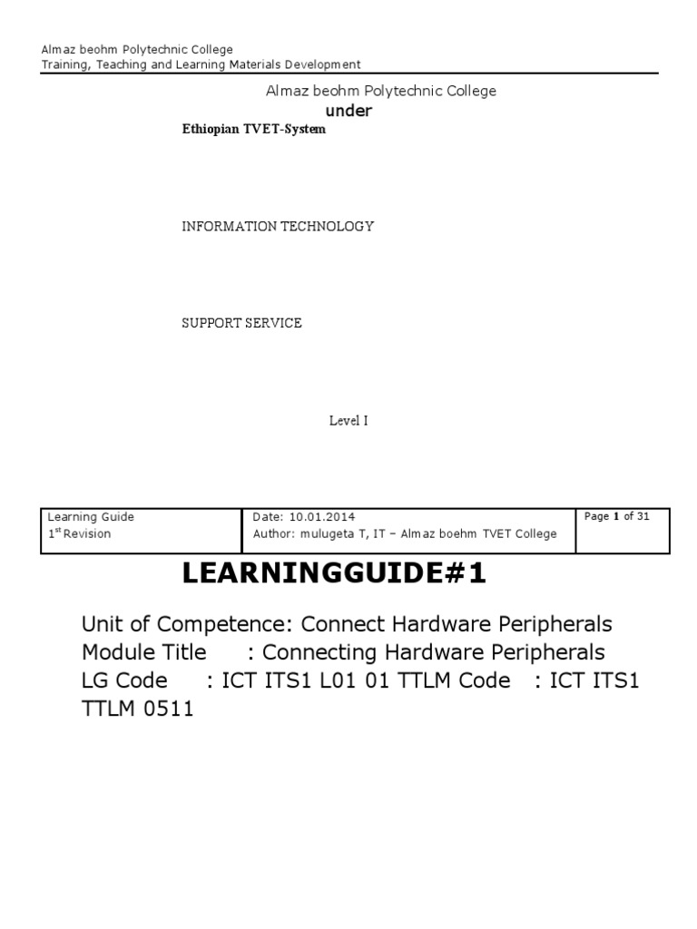 Hardware Peripherals Connection Guide | PDF | Ip Address | Internet Access