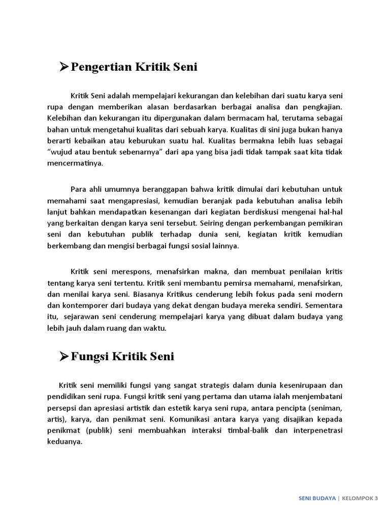 Pengertian Kritik Seni Rupa | PDF | Seni