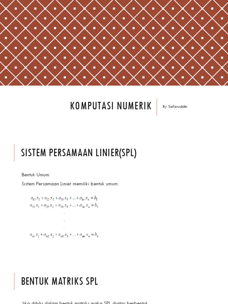 Komputasi Numerik SPL | PDF