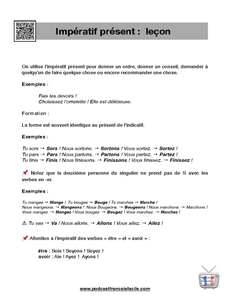 Imperatif-Lecon 1 | PDF