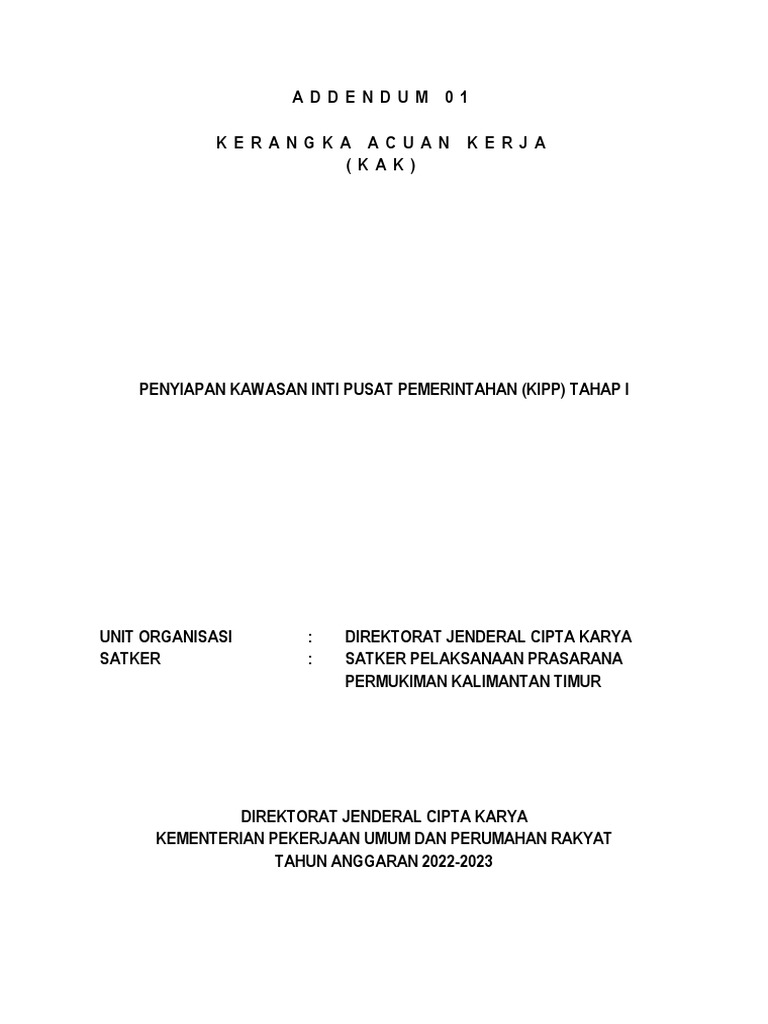 Addendum 01 KAK Semula Menjadi | PDF