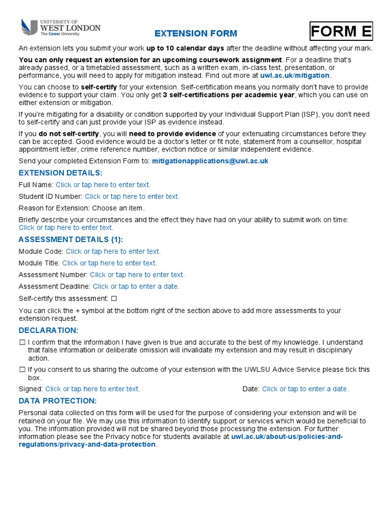 Extension Form 2021-22 | PDF | Information
