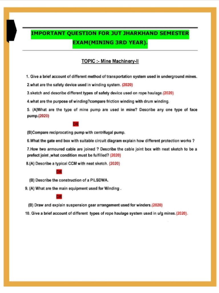 Machinery Important Questions | PDF