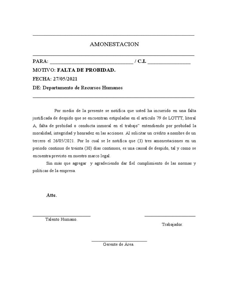 Formato Amonestación | PDF