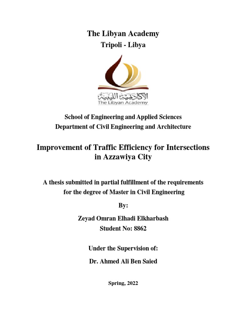 Improvement of Traffic Efficiency For Intersections in Azzawiya City ...