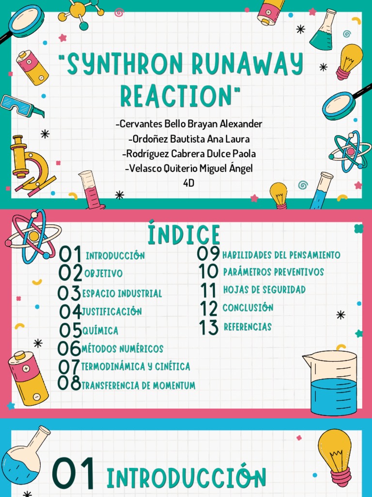 Presentación Proyecto "Synthron Runaway Reaction" | PDF | Química