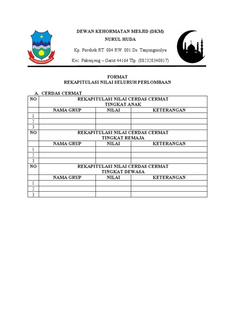 Format Rekapitulasi Nilai | PDF