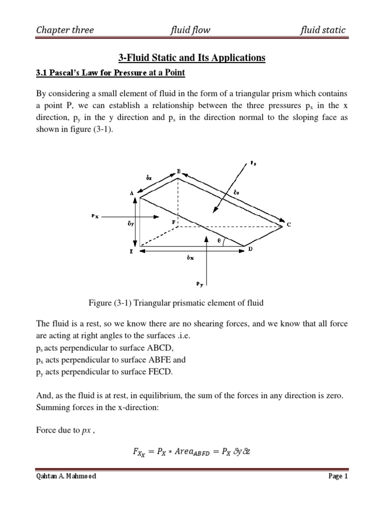 Fluid Flow Chapter 3 | PDF | Buoyancy | Pressure