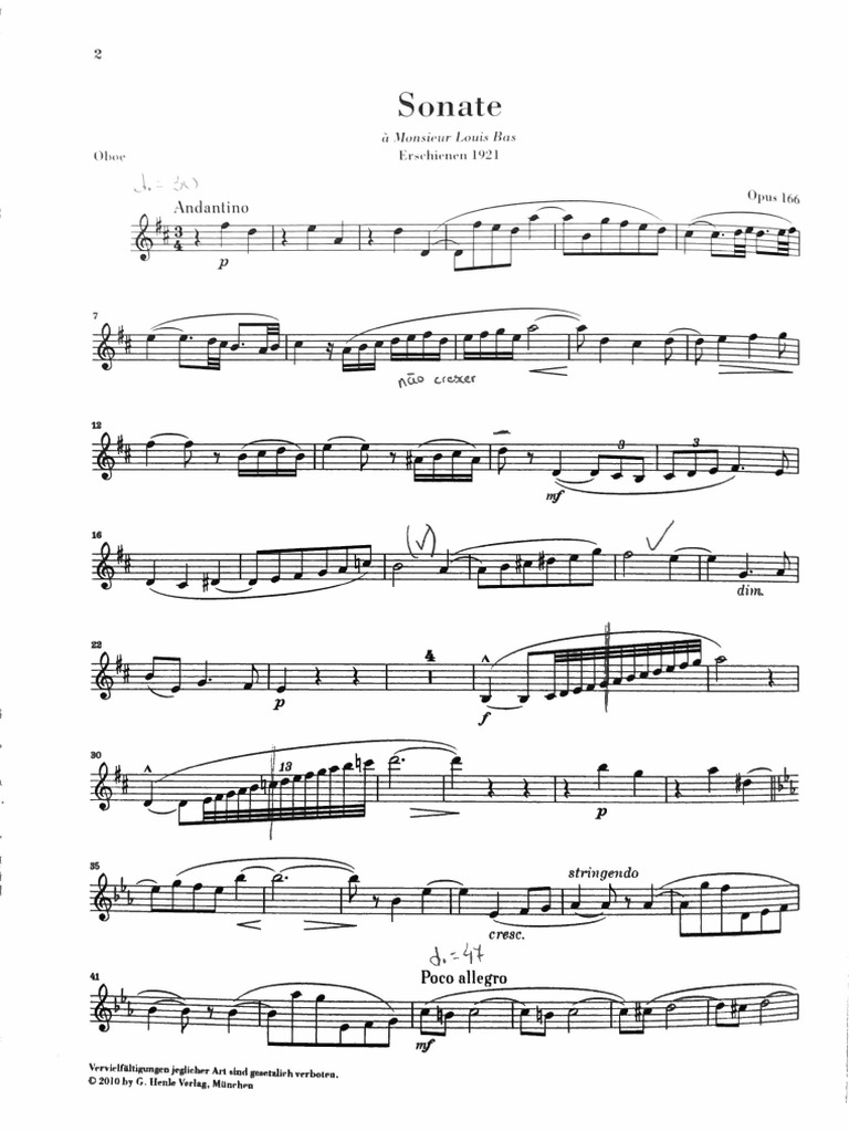Saint Saëns- Oboe Sonata | PDF