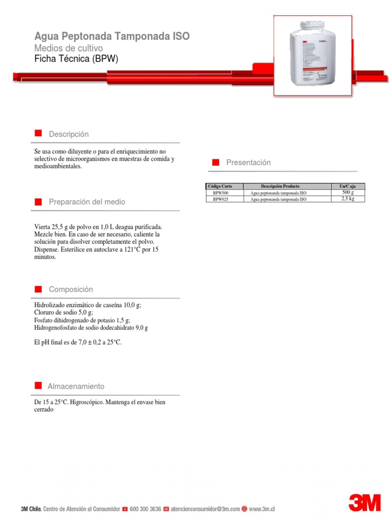 Agua Peptonada Tamponada Iso Medios de Cultivo | PDF