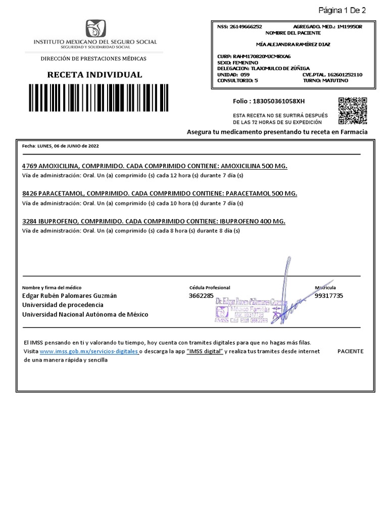 Receta de Imss | PDF | Ciencias de la Salud | Cuidado de la salud