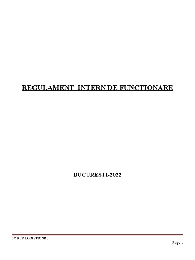 Regulament Intern de Functionare: BUCURESTI-2022 | PDF