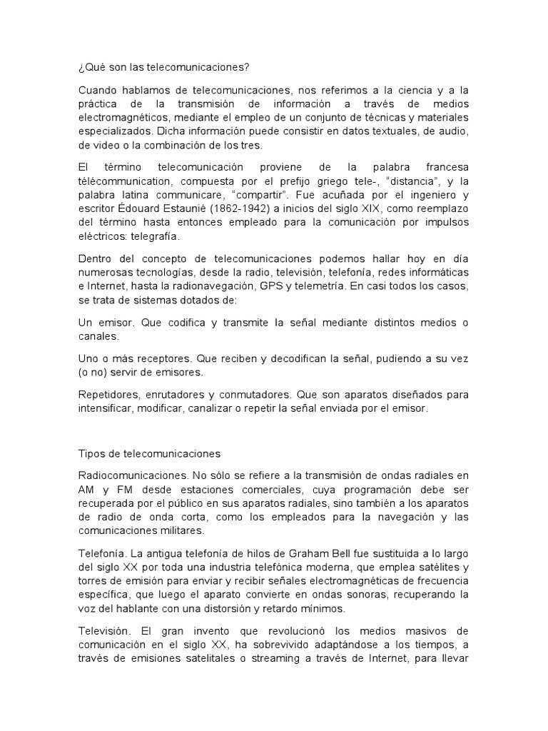 Qué Son Las Telecomunicaciones | PDF | Telecomunicaciones | Radio