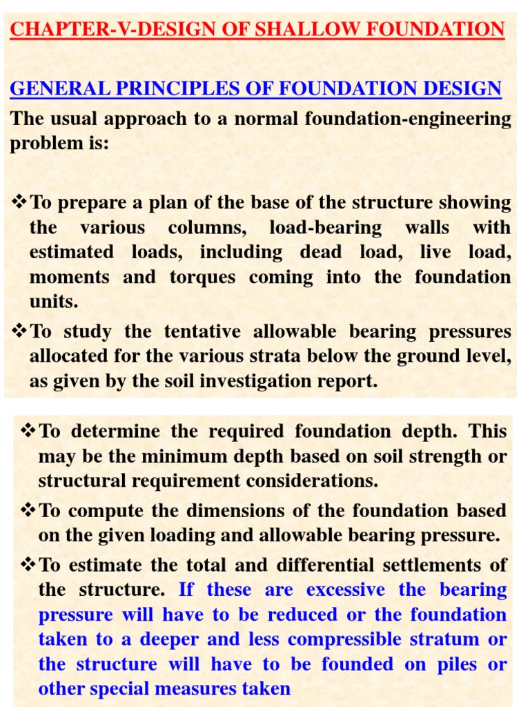 Chapter - V-Design of Shallow Foundation | PDF | Structural Load | Foundation (Engineering)