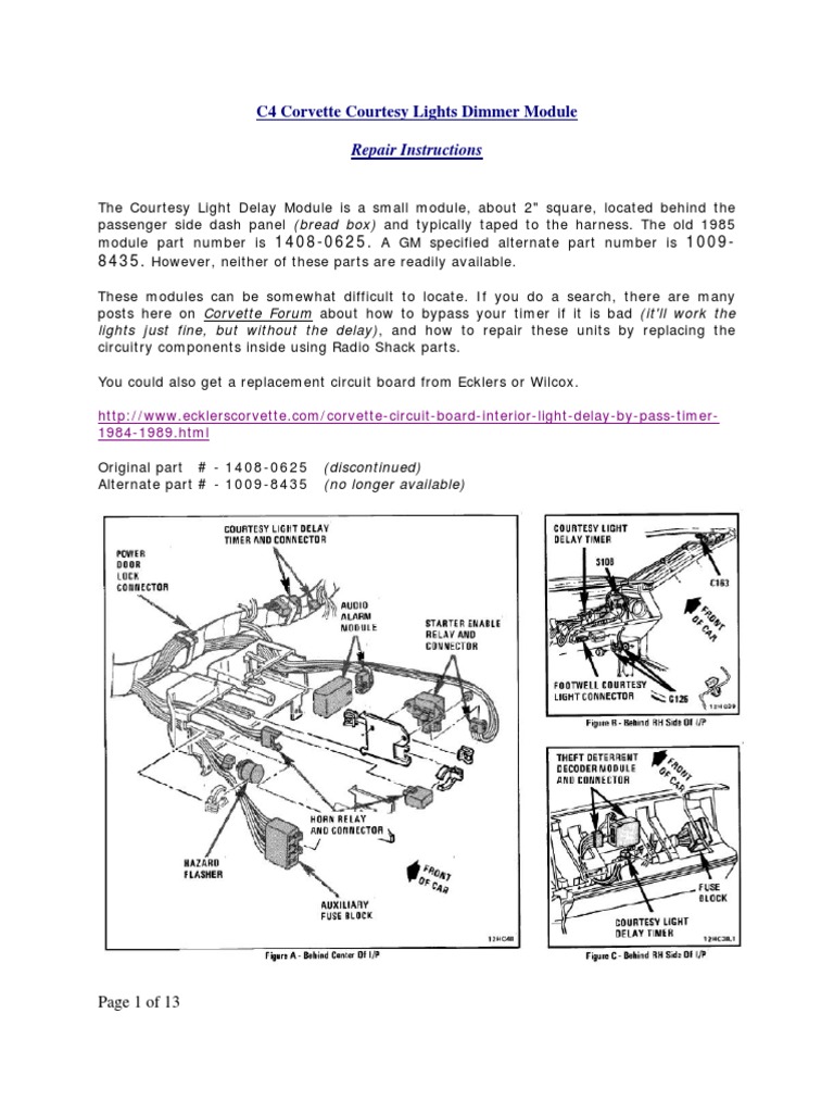 C4 Corvette Courtesy Lights Dimmer Module Repair | PDF | Electronic ...