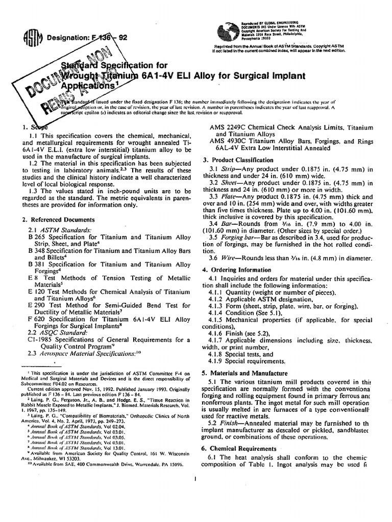 Astm F 136 (1993-01) | PDF