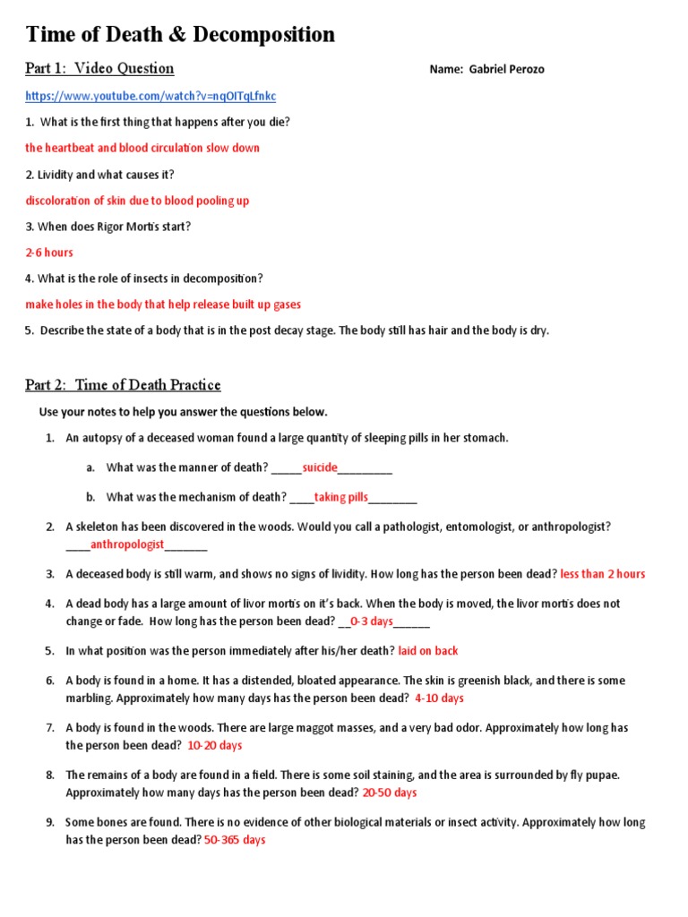 Time of Death Decomposition 1 | PDF | Decomposition | Skeletal Muscle