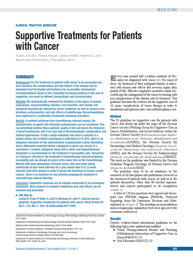 Supportive Treatments | PDF | Chemotherapy | Cancer