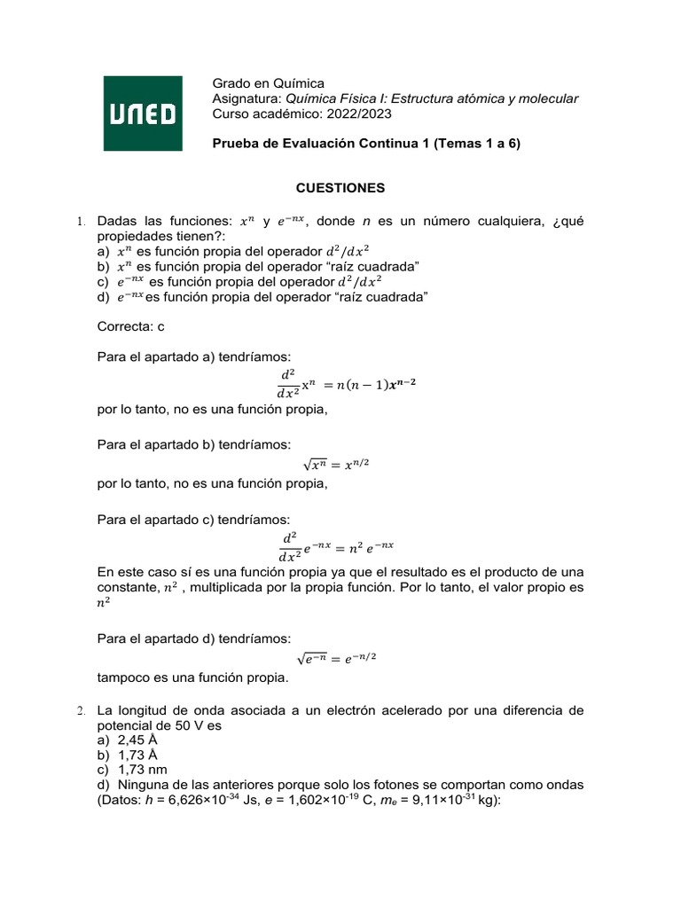 PEC1 2022 23 Sol R | PDF | Orbital atómico | Electrón