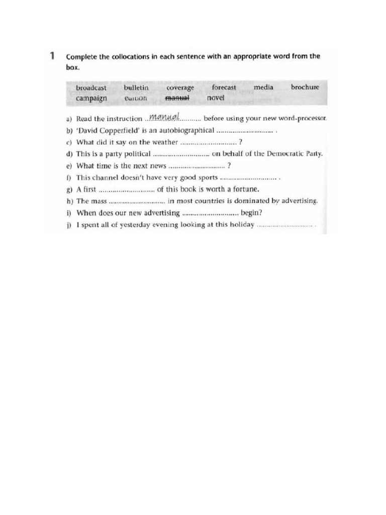 C1 Vocabulary Exercise (Media) | PDF