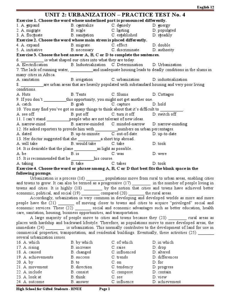 Unit 2 - BTVN (36 Ban) | PDF | Urbanization | Hanoi