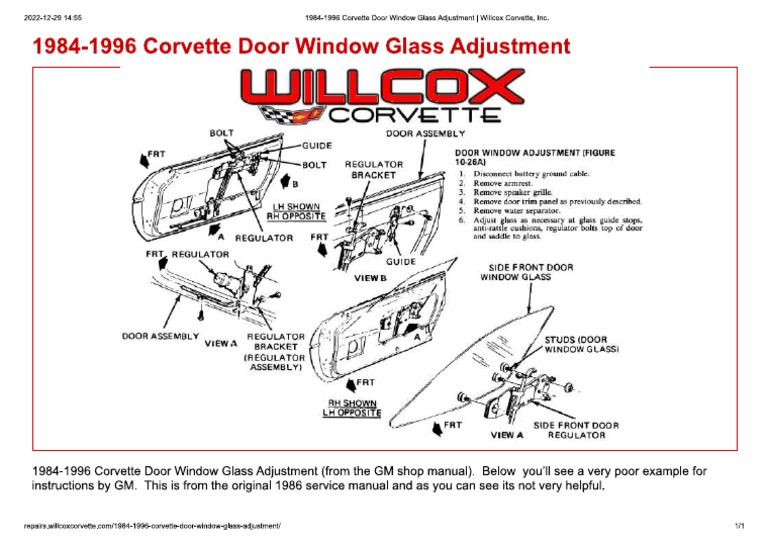 1984-1996 Corvette Door Window Glass Adjustment | PDF