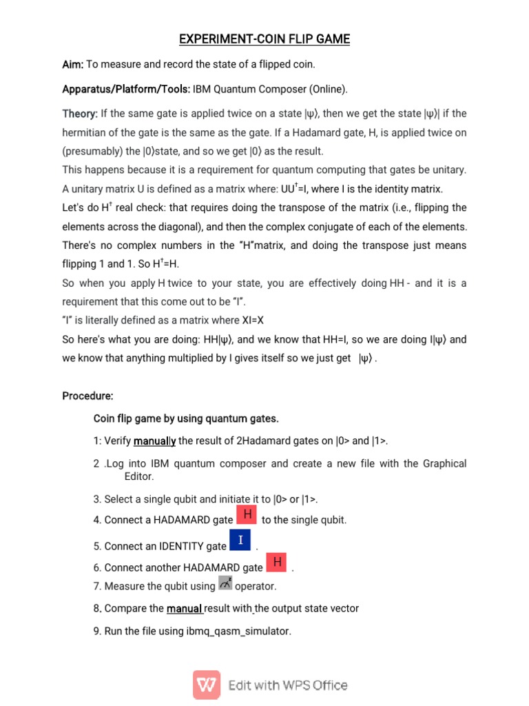 Quantum Coin Flip Experiment | PDF | Mathematical Physics | Quantum ...