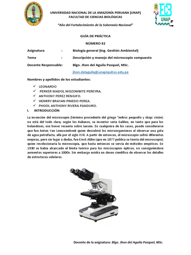 Biologia Gen Practica 2. Microscopía - Instrucciones v2 | PDF ...