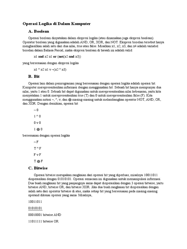 Operasi Logika Di Dalam Komputer | PDF