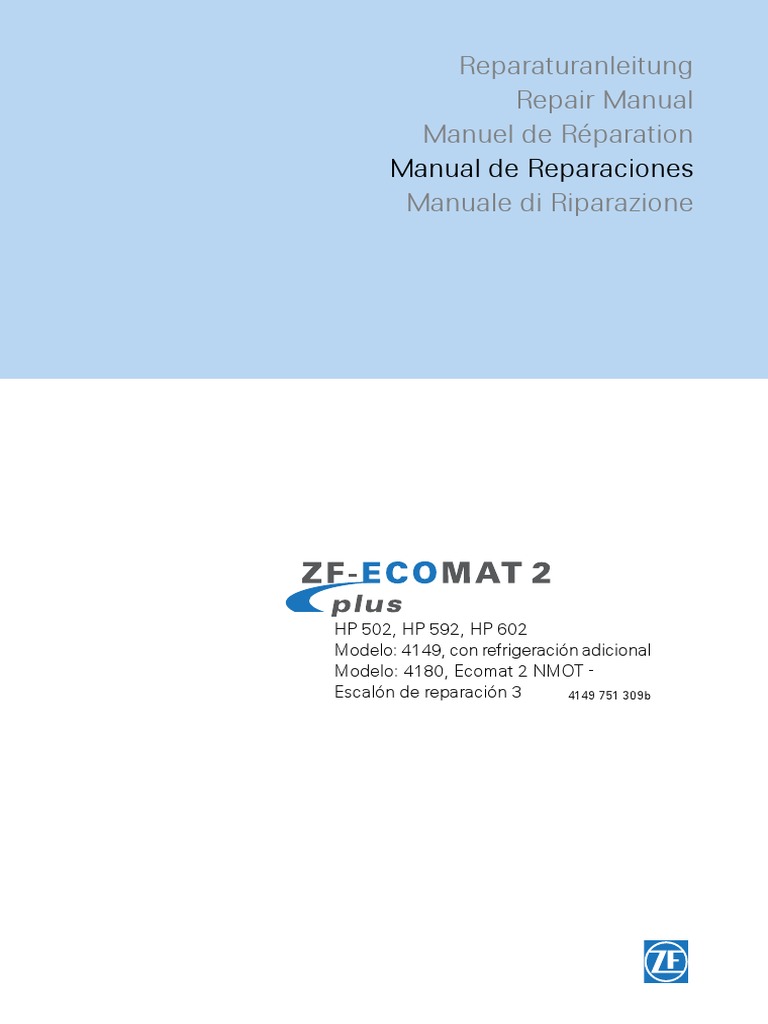 Caja ZF Ecomat Manual Rep Con Refrigeracion | PDF | Tornillo ...