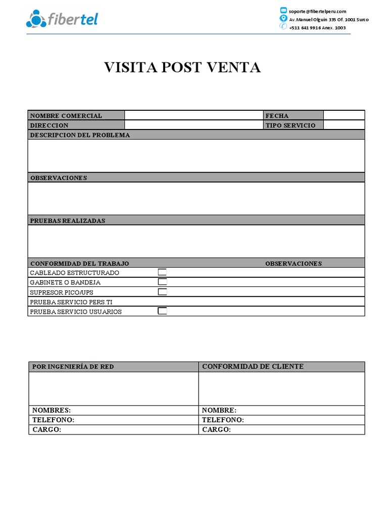 Formato Visita Postventa | PDF
