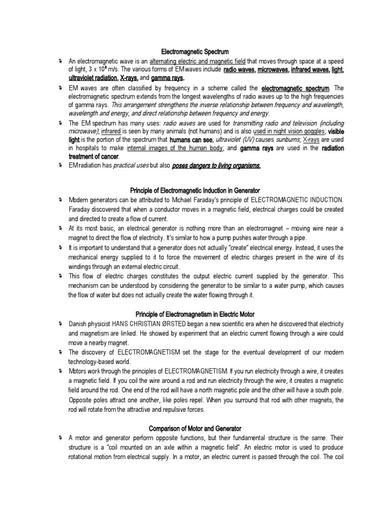 Lecture Notes in Electromagnetic Spectrum and Induction | PDF ...