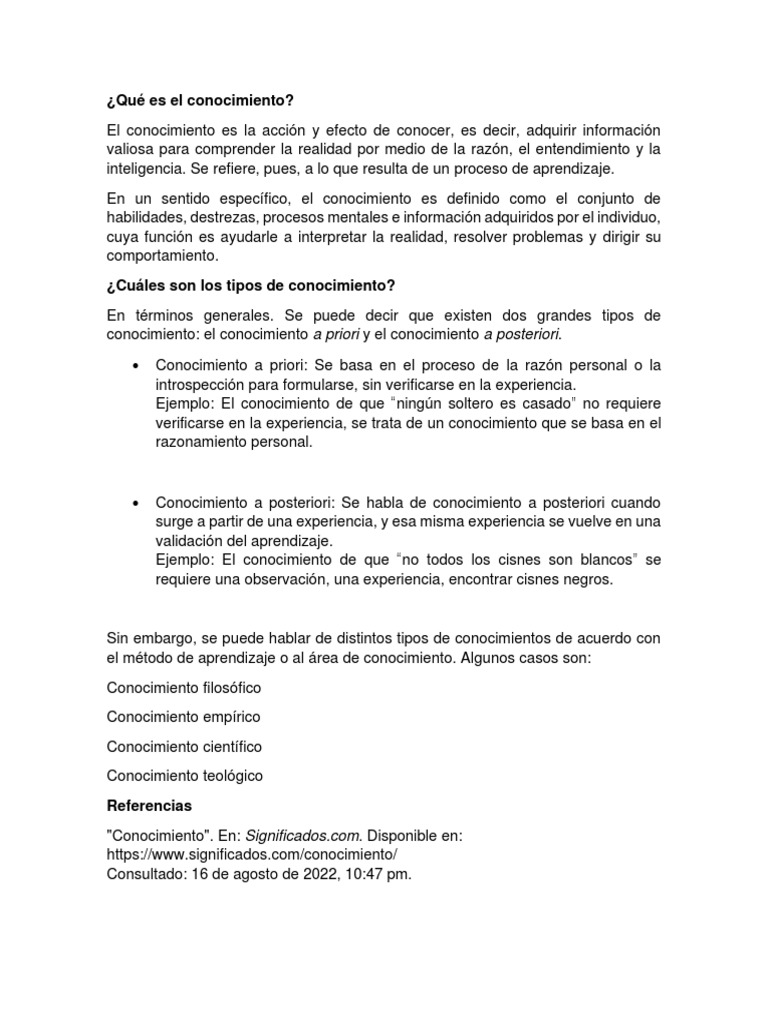 Qué es el conocimiento | PDF