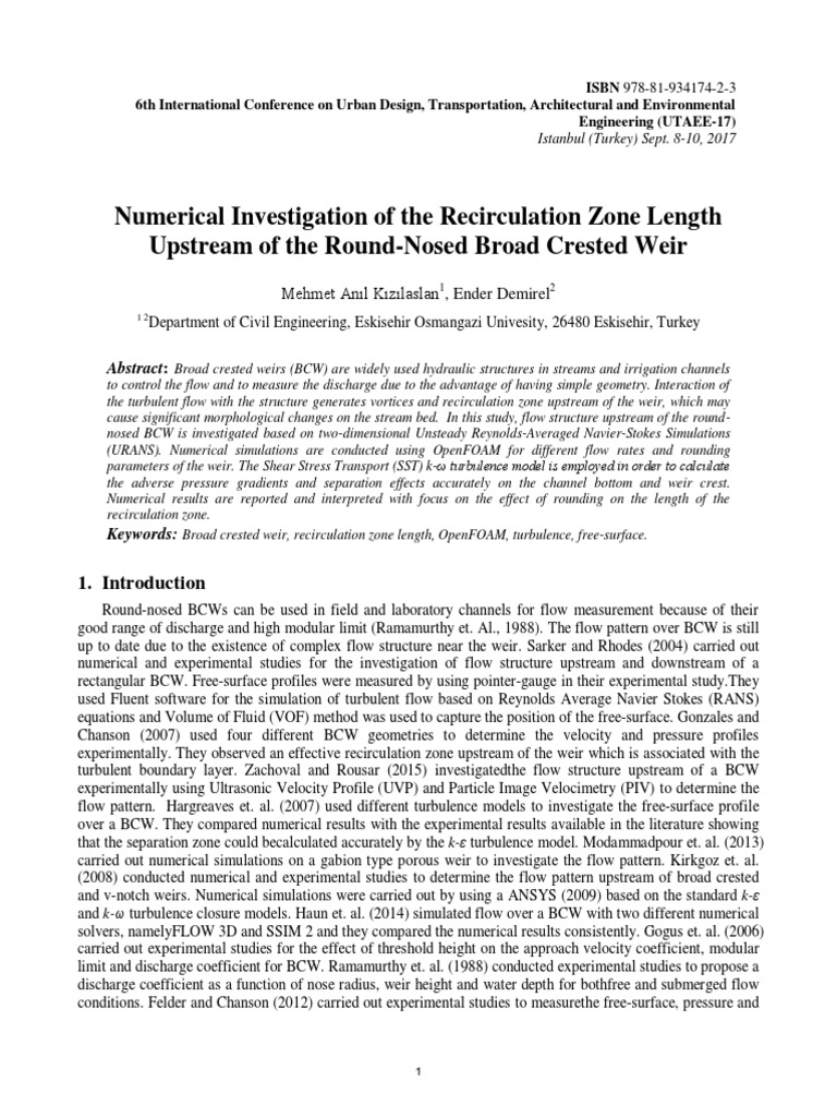 Investigation of the Effects of Rounding and Flow Rate on the Recirculation Zone Length Upstream ...