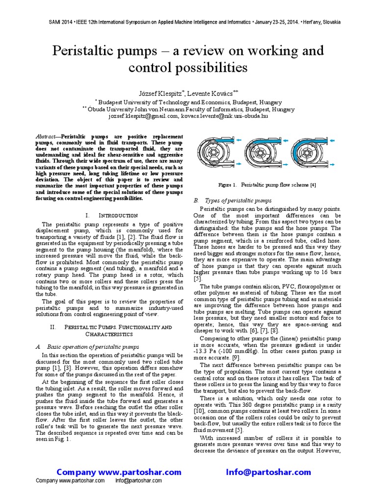 Peristaltic Pumps: Functionality Review | PDF | Pump | Flow Measurement