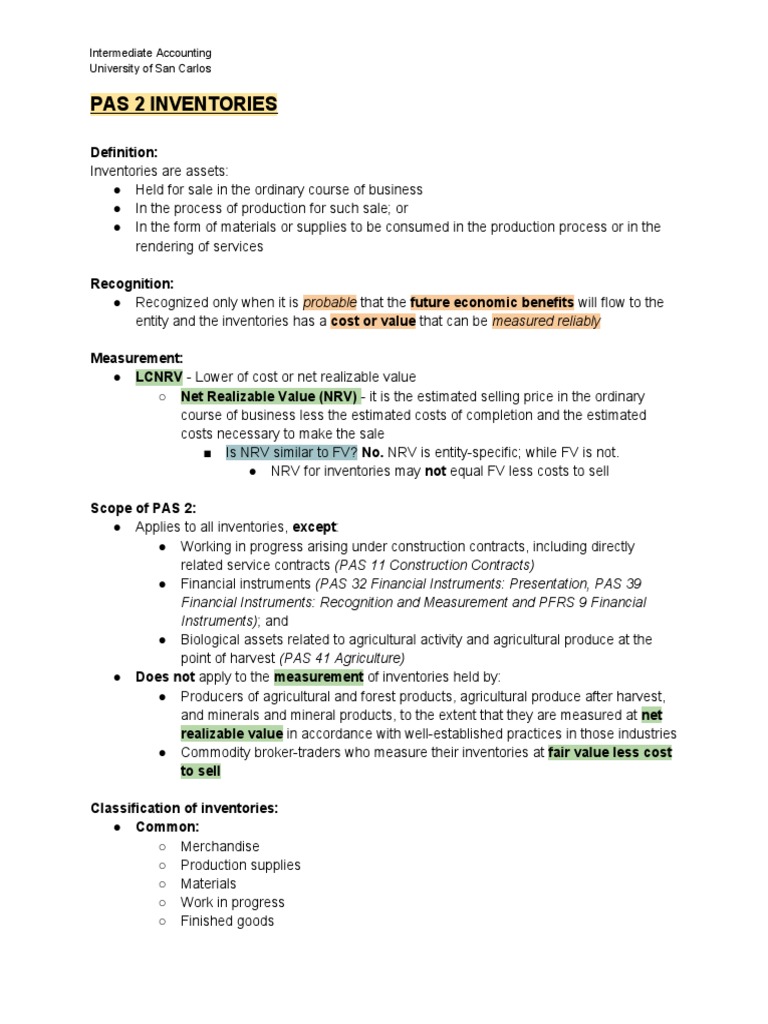 Pas 2 Inventories | PDF | Inventory | Cost