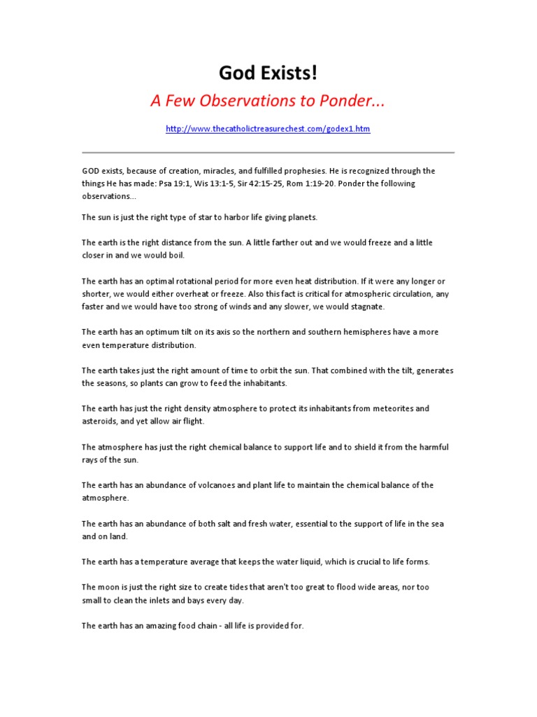 Proofs of God's Existence Explained | PDF | Existence Of God | Earth