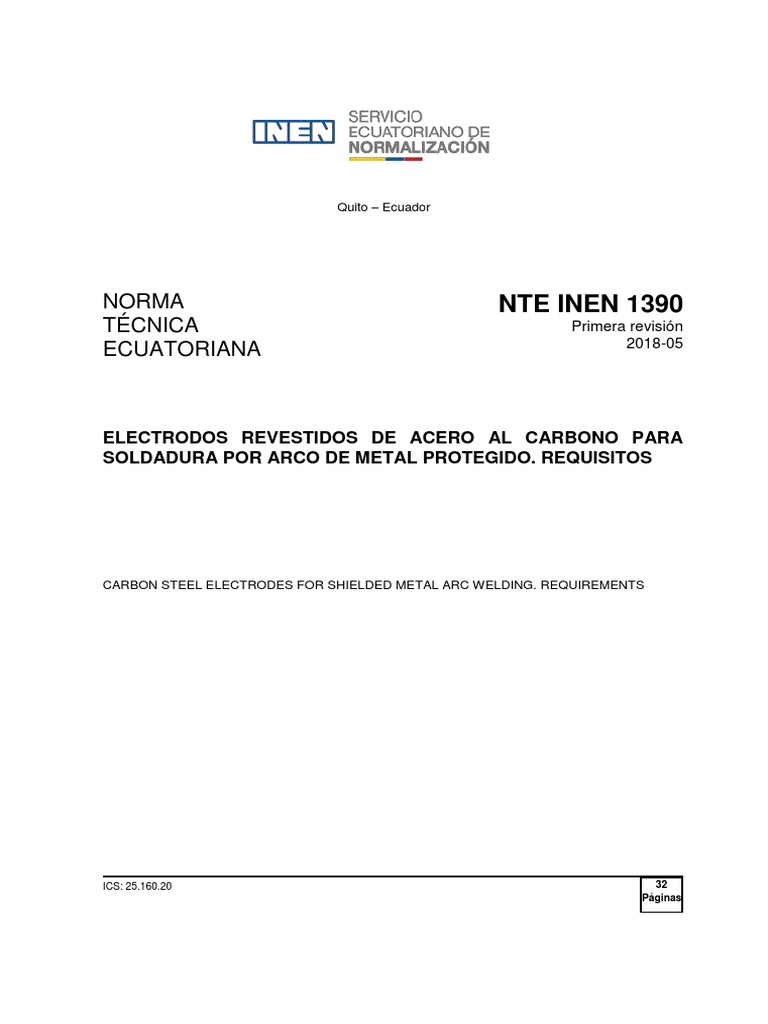Nte Inen 1390-1 | PDF | Soldadura | Construcción