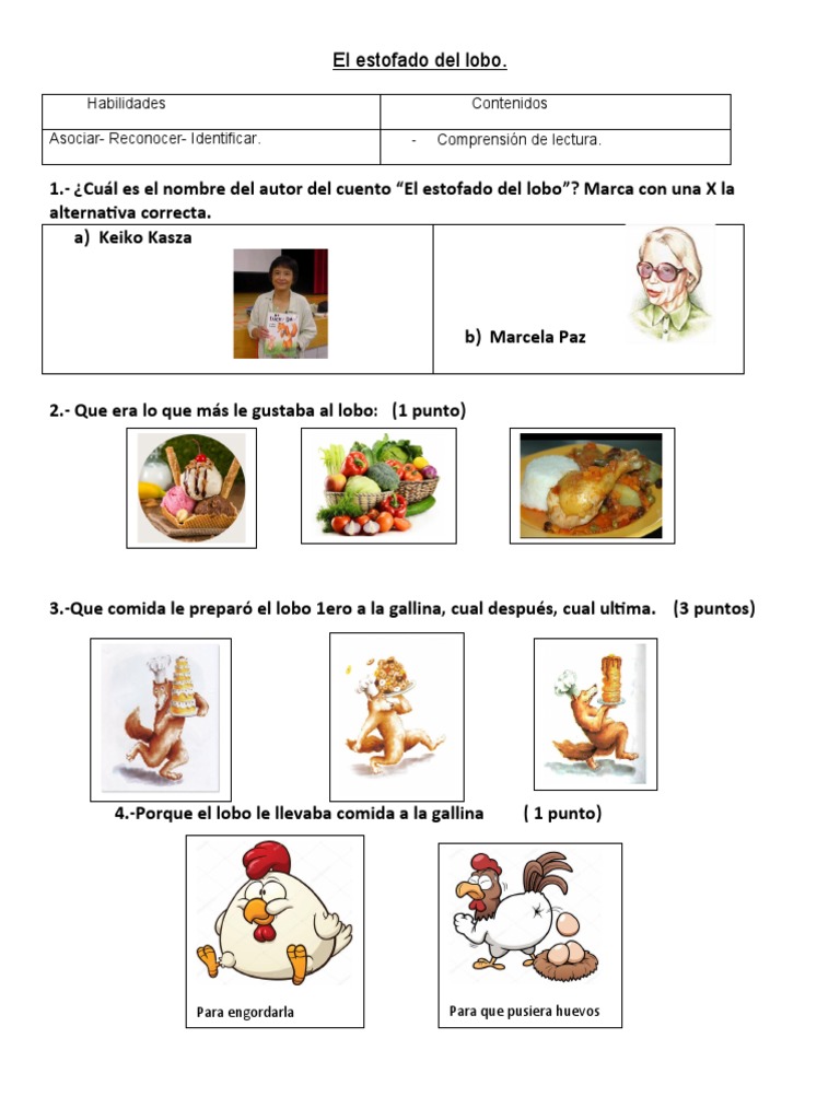 Actividades del cuento "El estofado del lobo" | PDF | Libros para ...