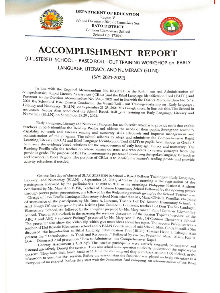 Crla Accomplishment Report | PDF