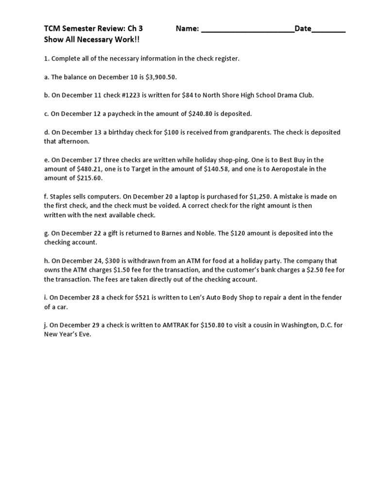 TCM CH 3 Semester Review | Download Free PDF | Interest | Transaction ...