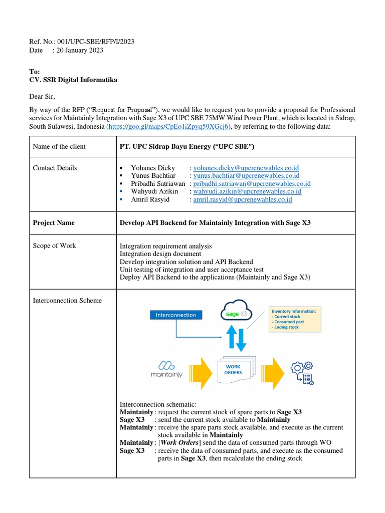(UPC) RFP-001-2023 - Sage-Maintainly Interconnection | PDF | Information Technology | Business