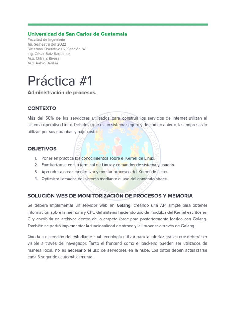 (SO2) Enunciado Práctica#1 | PDF | Kernel (sistema operativo) | Servidor (Computación)