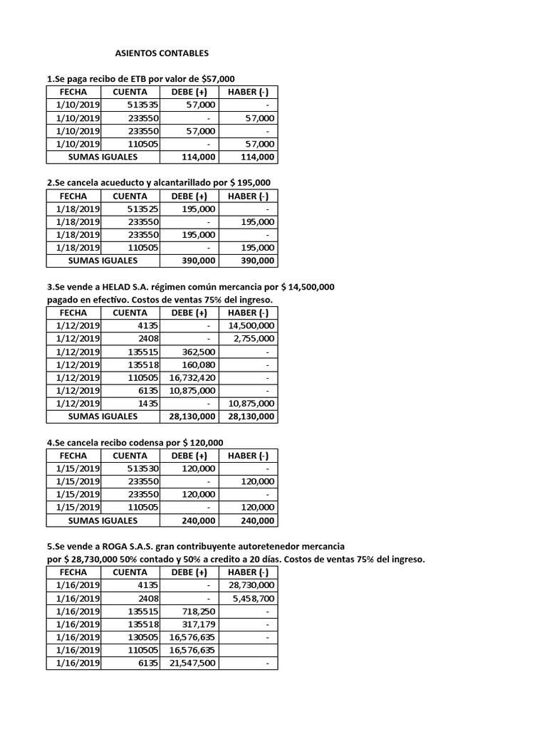 Asientos Contables | PDF