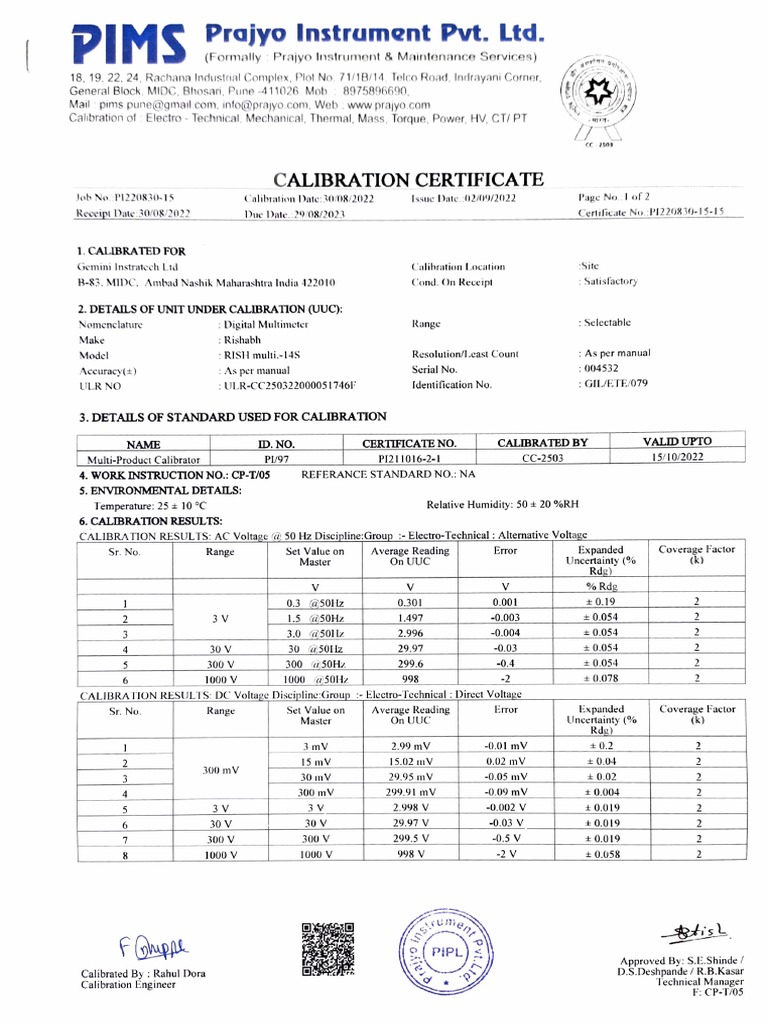 Dig Multimeter 079 | PDF | Calibration | Observation