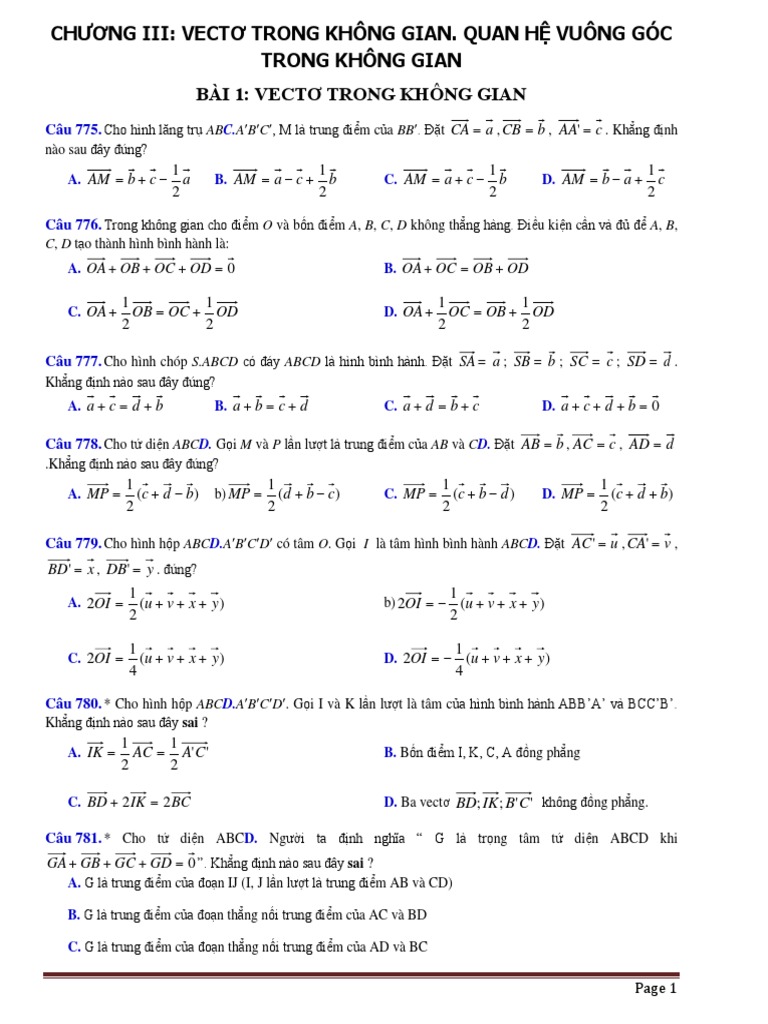 Vecto Quan He Vuong Goc Trong Khong Gian | PDF